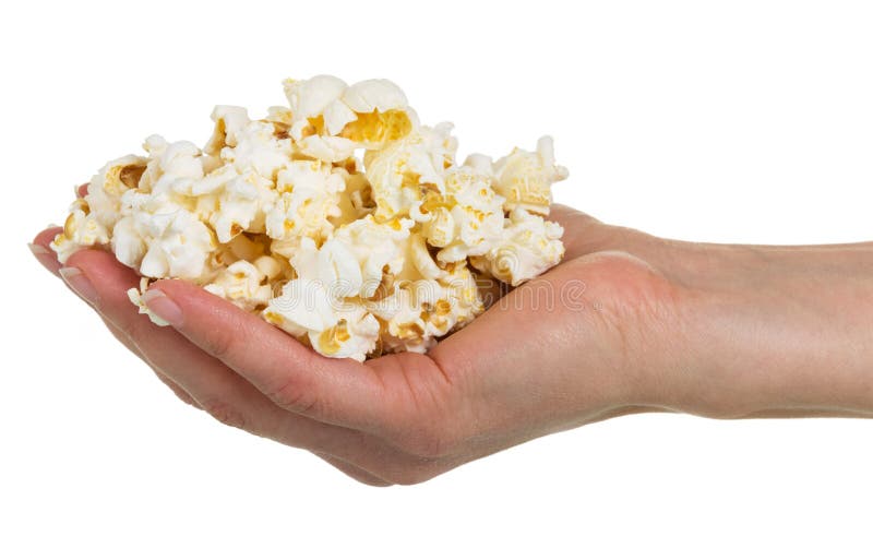 Hand with popcorn stock image. Image of salted, delicious - 23910213