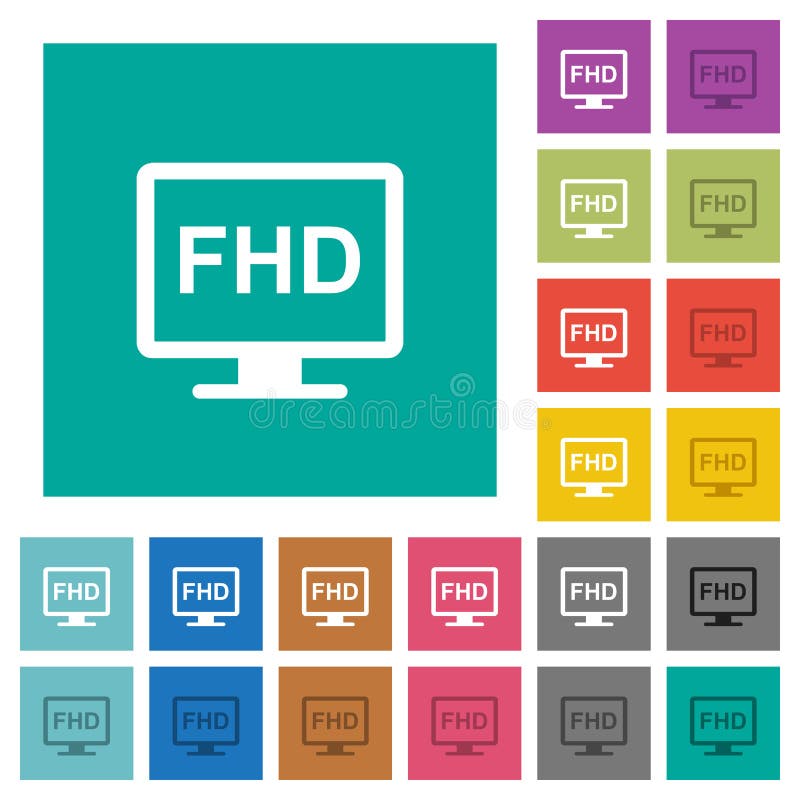 Full HD Display Square Flat Multi Colored Icons Stock Vector ...
