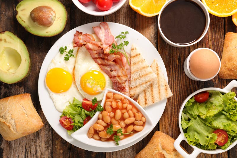Healthy Breakfast Composition Stock Photo - Image of fried, bacon ...