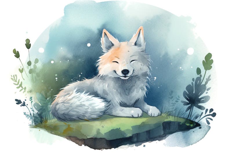 Cute Happy Wolf Resting, Concept of Artistic Portrayal Stock ...