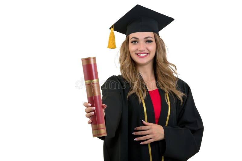 Full Isolated Studio Picture from a Young Graduation Woman Stock Image ...