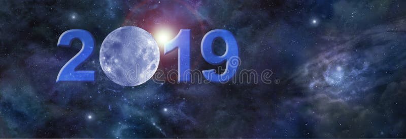 Full January Moon in 2019 Website Header Stock Image - Image of future ...