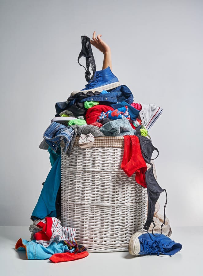 Full laundry basket stock image. Image of overflowing - 125022683