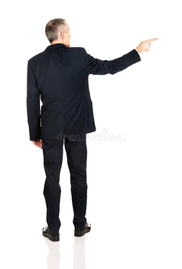 Full Length Back View Businessman Pointing Right Stock Photo - Image of ...