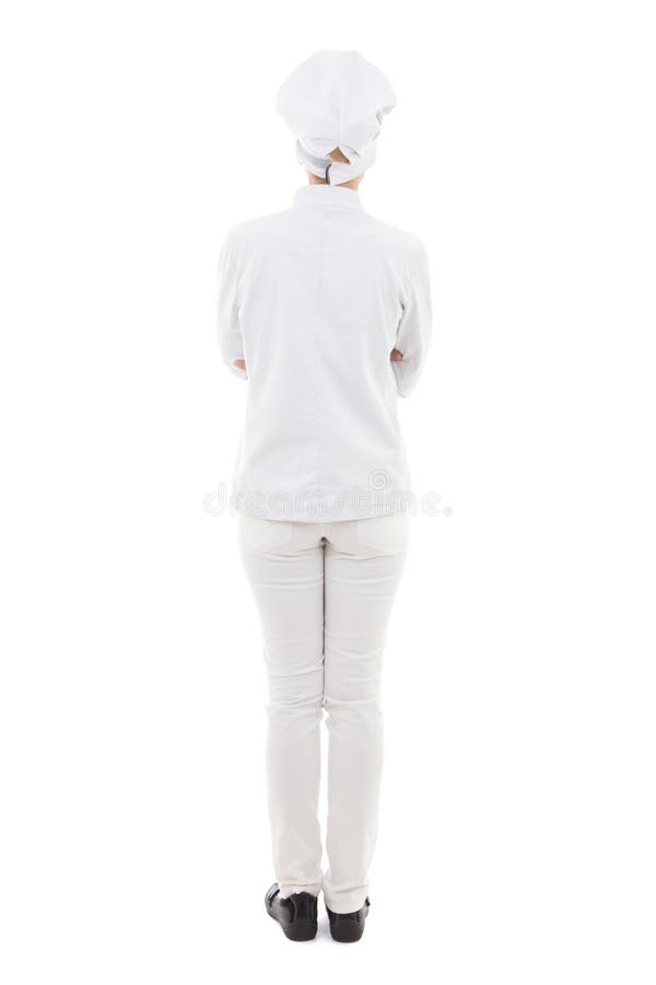 Full Length Back View Young Woman Chef Uniform Isolated Stock Photos ...