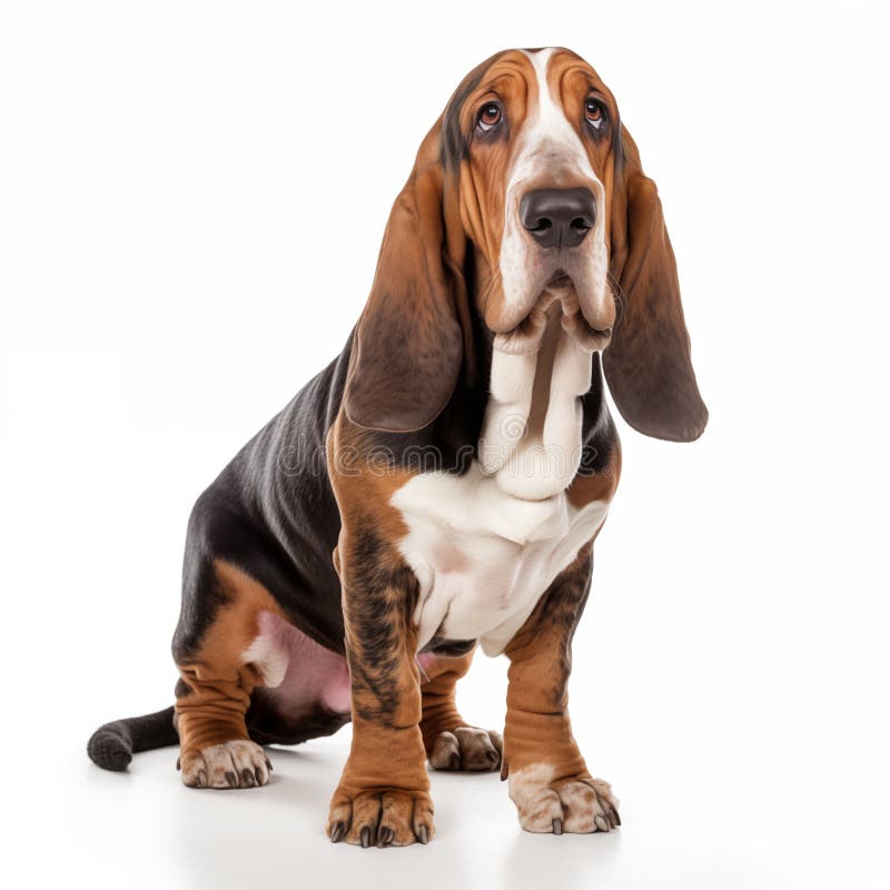 Full Length Basset Hound, Studio Portrait, Isolated. Ai Generated Stock Illustration ...
