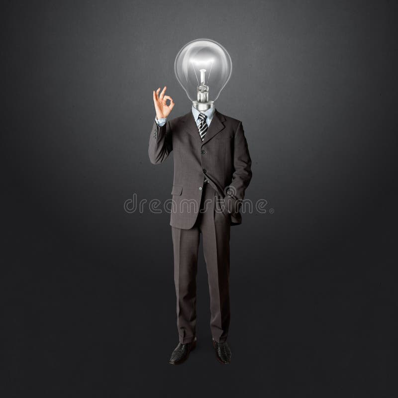 Full Length Business Male with Lamp-head Stock Image - Image of design ...