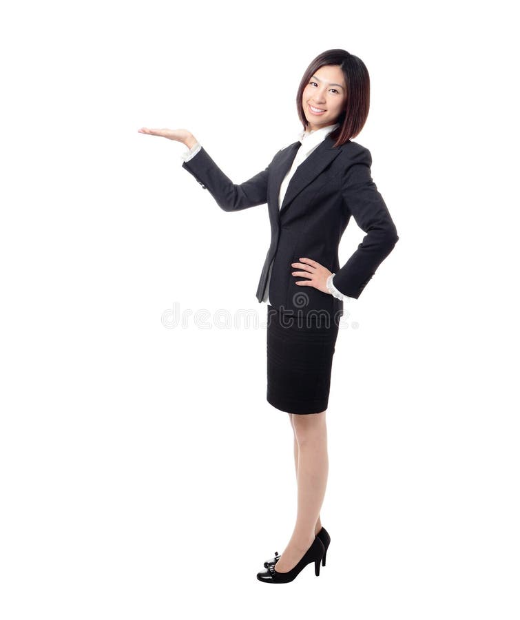 Full Length Business Woman Introducing Stock Photo - Image of asia ...