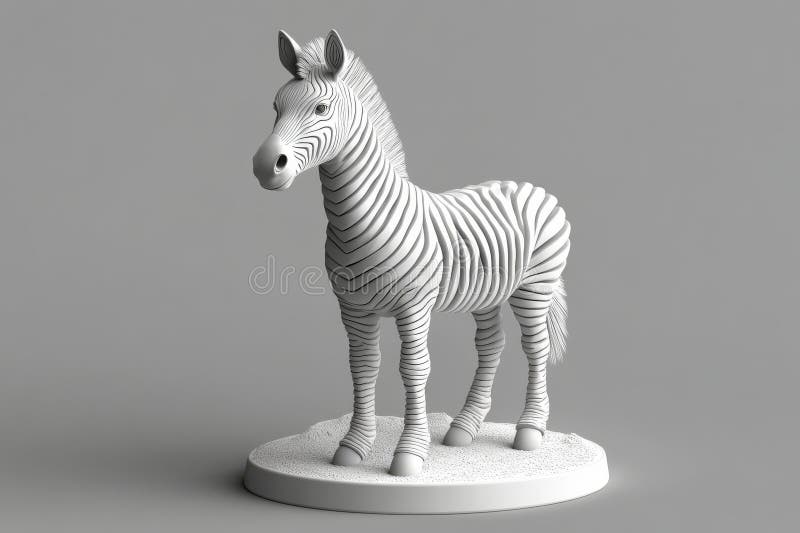 A Full-length Front View of a Zebra, Staring at the Camera with a Gray ...
