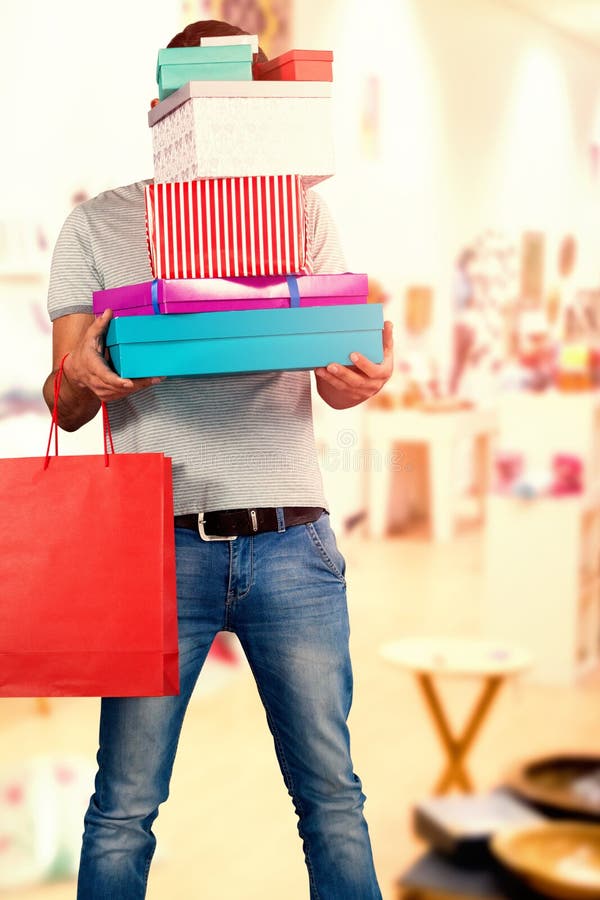 Composite Image of Full Length of Man Carrying Presents Stock Image ...