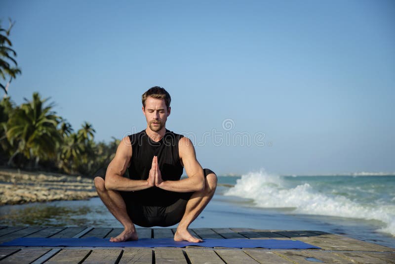 Full Length of Man Practicing Yoga Outdoor Stock Photo - Image of aged ...