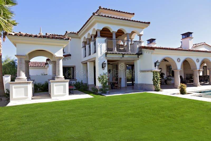 Full Length View of Luxury Mansion Stock Photo - Image of businessman ...