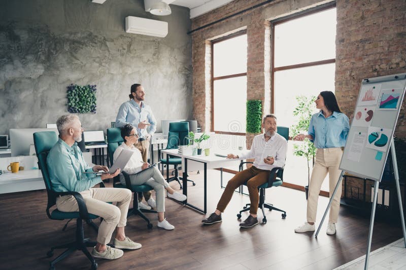 Full Length Photo of Teamwork Startup Partners Graph Brainstorm Create ...