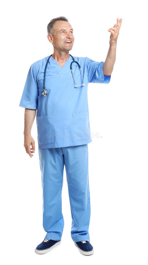 Full Length Portrait of Experienced Doctor in Uniform on White. Medical ... Full Length Portrait of Experienced Doctor in Uniform on White. Medical ...