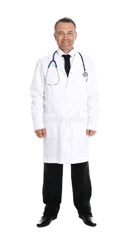 Full Length Portrait Of Experienced Doctor In Uniform On White ... Full Length Portrait Of Experienced Doctor In Uniform On White ...