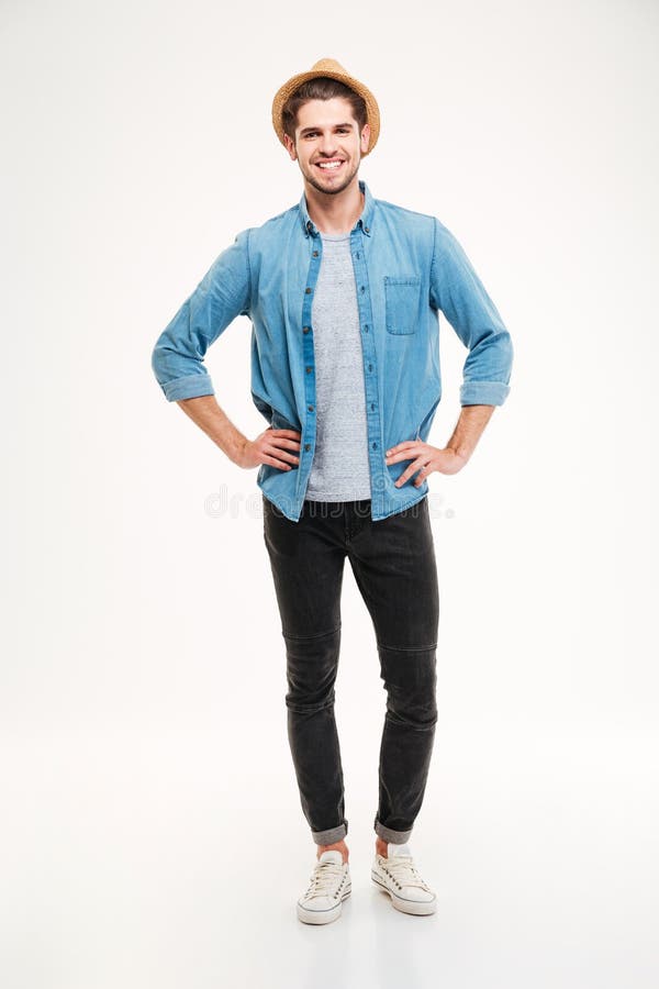 Full Length Portrait Of A Handsome Man Standing Over White Stock Image ...