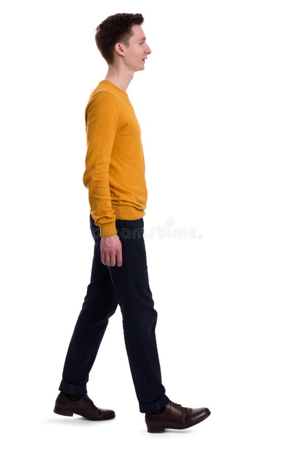 Young Man Walking Sad Bore Side View Stock Image - Image of male, wear ...