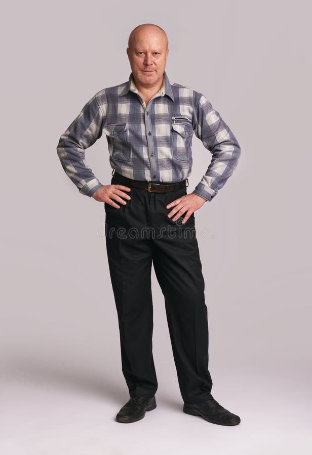 Full Length Portrait of an Old Man Stock Image - Image of smiling, grey ...