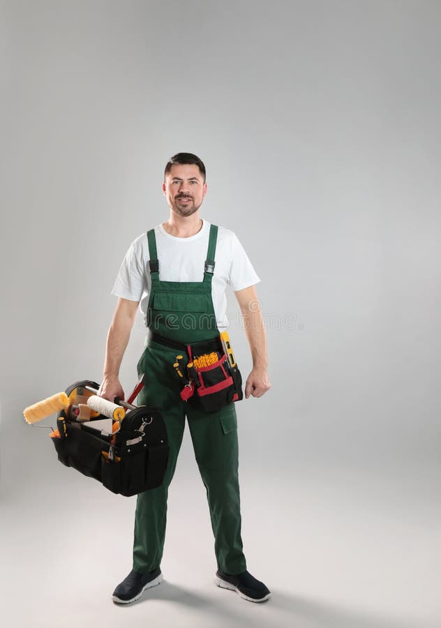 Full Length Portrait of Professional Construction Worker with Tools ...