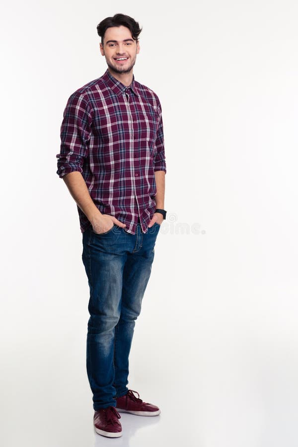 Full Length Portrait of a Smiling Man Looking at Camera Stock Image ...