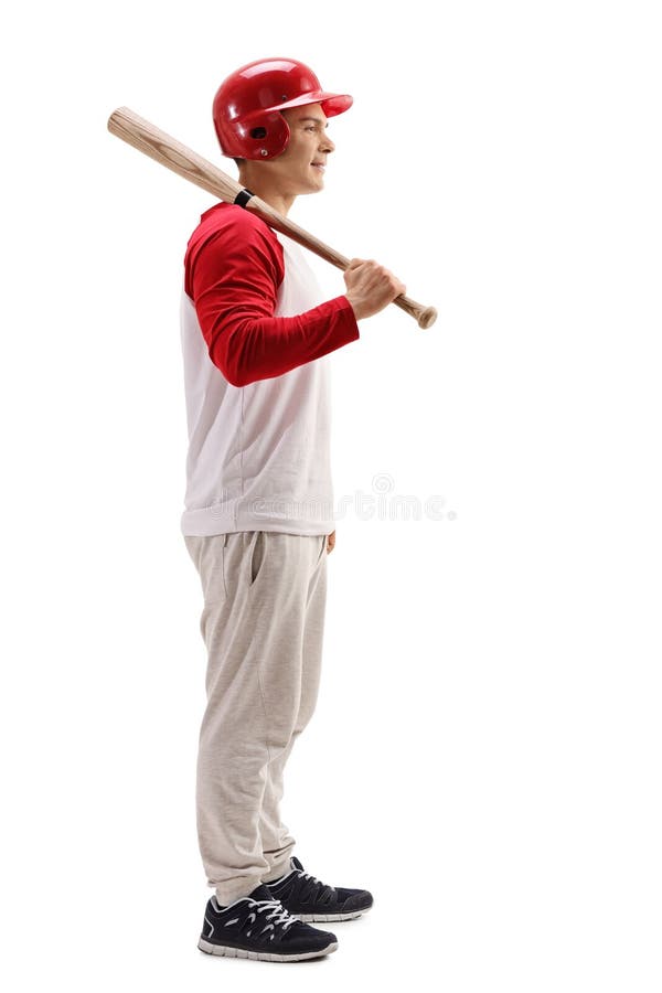 Full Length Profile Shot of a Baseball Player with a Bat Stock Image ...