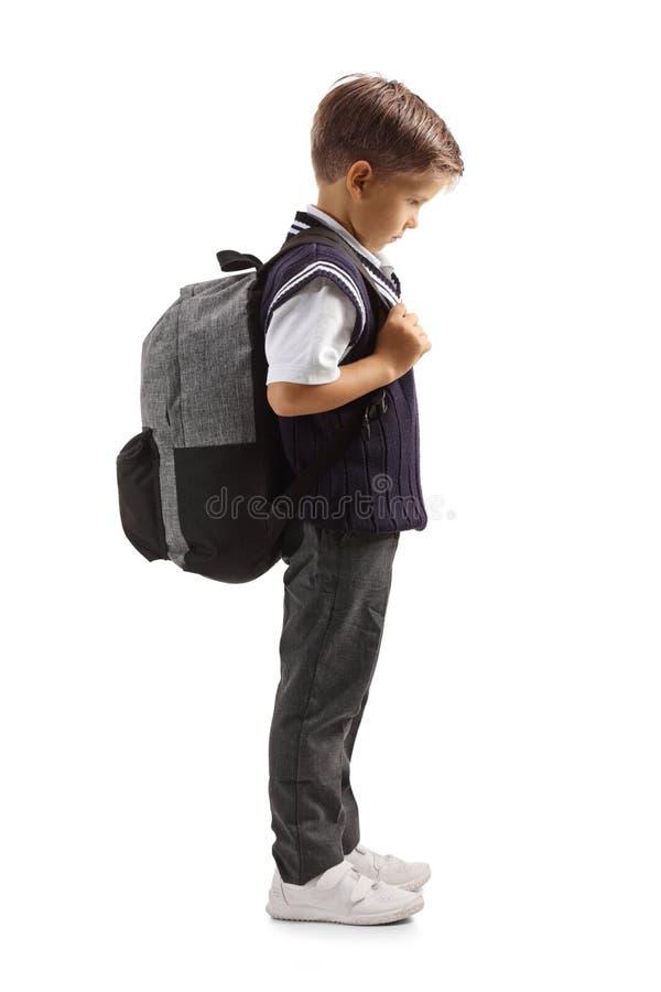 Full Length Profile Shot of a Sad Boy in a School Uniform Stock Photo ...