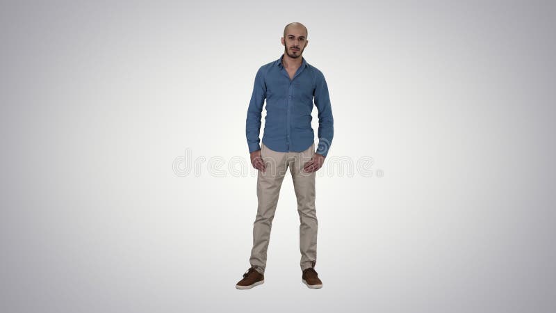 Strict Man Standing and Looking into Camera on Gradient Background ...