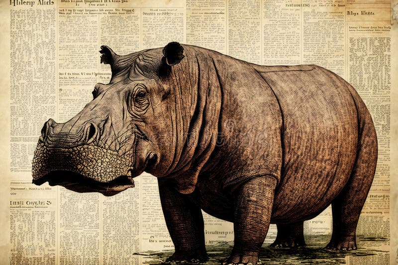 Full Length Side View Collage Image of Standing Hippo Hippopotamus on a ... Full Length Side View Collage Image of Standing Hippo Hippopotamus on a ...