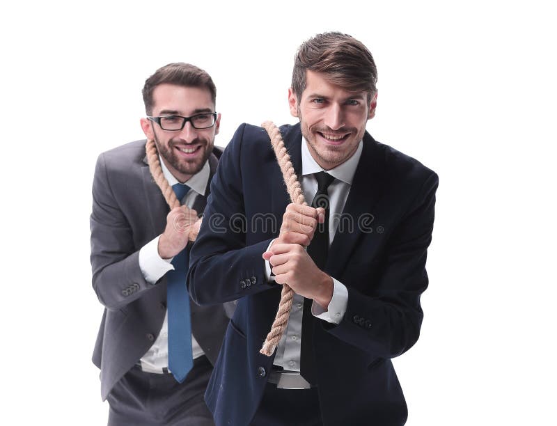Two Business Men Pulling Rope Competition Stock Photos - Free & Royalty ...