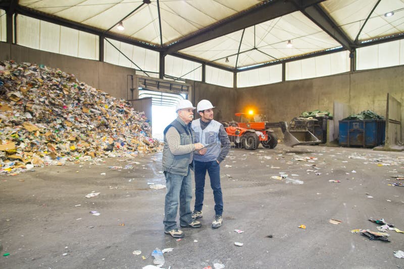 Full Length View Two Men in Recycling Center Stock Image - Image of ...