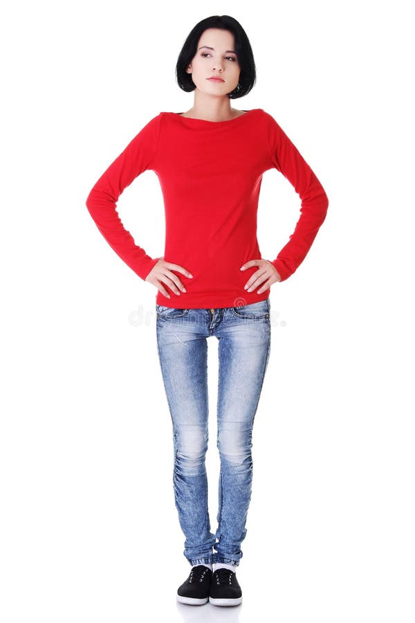 Full Length Woman Posing with Hands on Hip Stock Image - Image of ...