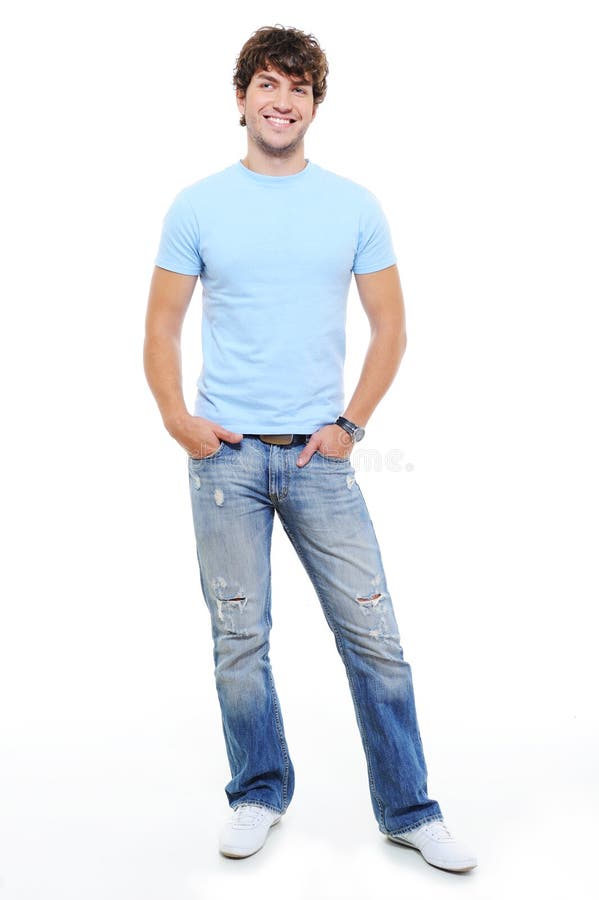 Full-lenth Portrait of Handsome Happy Man Stock Image - Image of white ...
