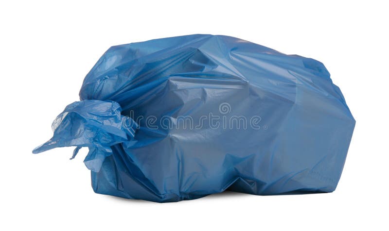 Full Light Blue Garbage Bag Isolated on White Stock Photo - Image of ...