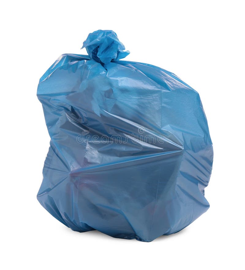 Full Light Blue Garbage Bag Isolated on White Stock Image - Image of ...
