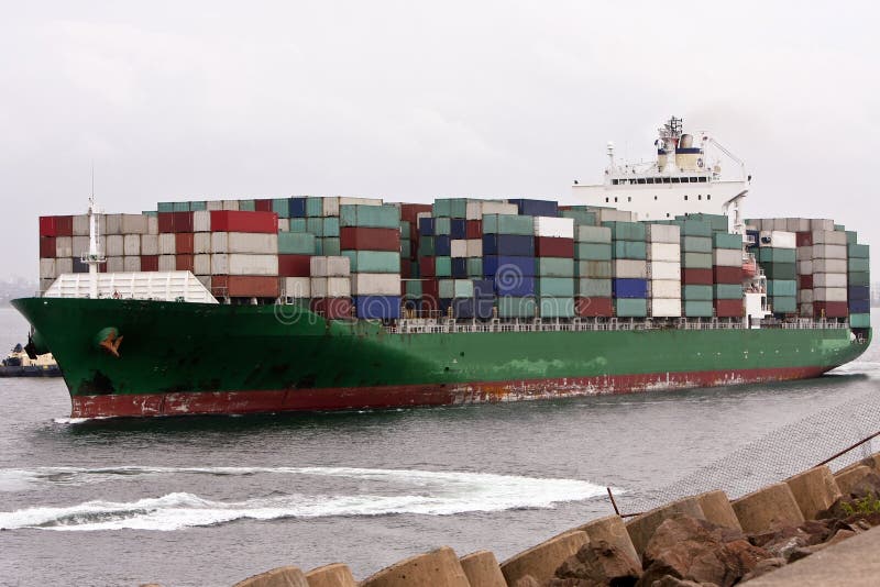Full Load on Container Cargo Ship Stock Image - Image of heavy, vessel ...