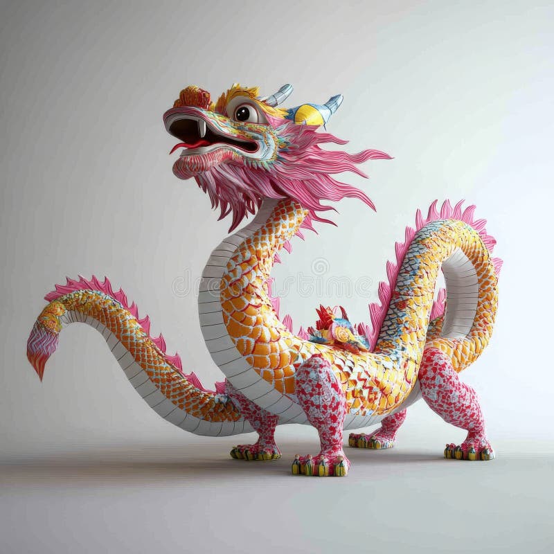 A Full Look at a Vibrant Chinese Dragon Dance Ensemble Stock Photo ...