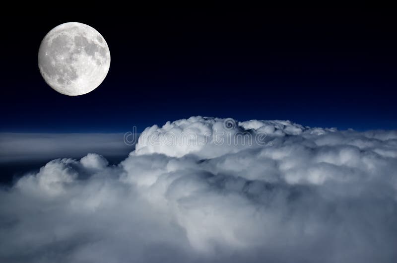 Full moon above cloud deck stock image. Image of idyllic - 3674305