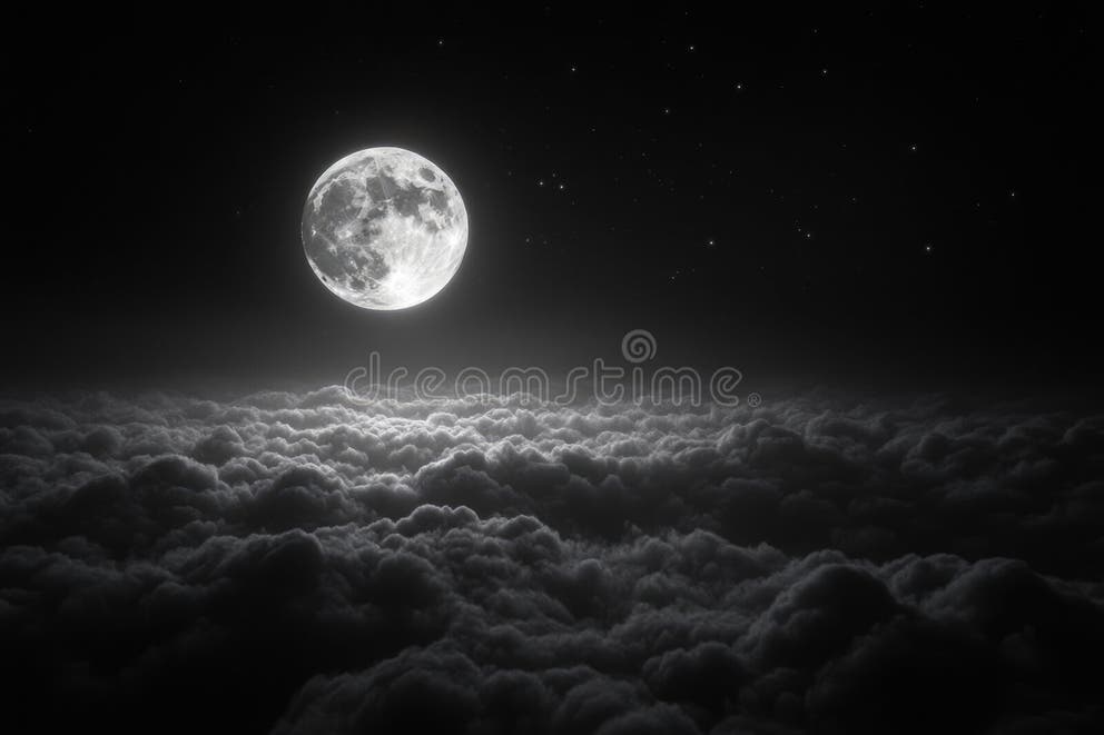 Full moon above clouds stock photo. Image of astronomy - 376002974