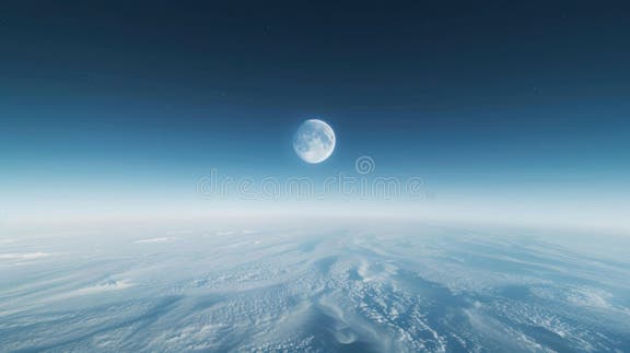 The Full Moon is Above the Earth. View of the Moon from Space Stock ...