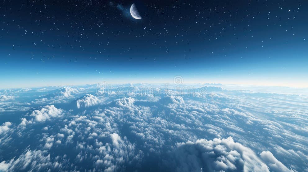 The Full Moon is Above the Earth. View of the Moon from Space Stock ...