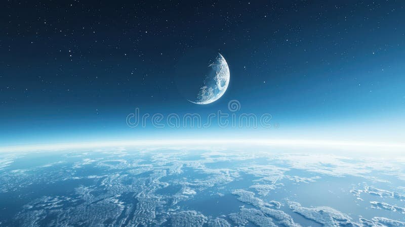 The Full Moon is Above the Earth. View of the Moon from Space Stock ...