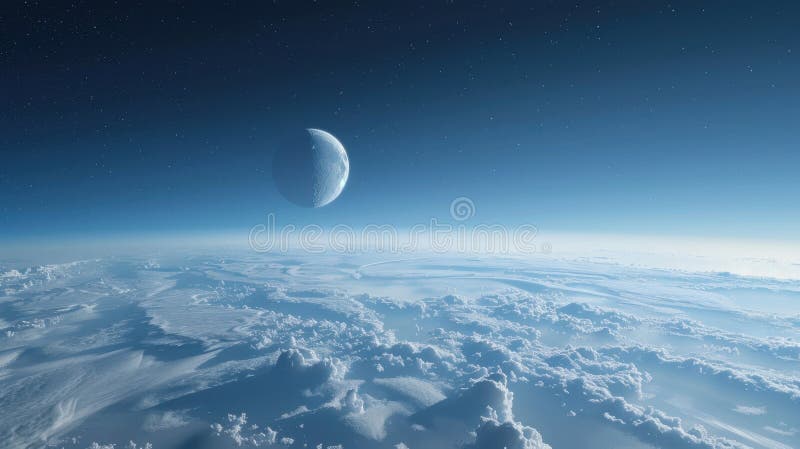 The Full Moon is Above the Earth. View of the Moon from Space Stock ...