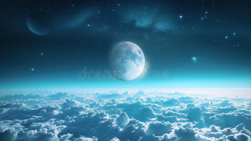 The Full Moon is Above the Earth. View of the Moon from Space Stock ...