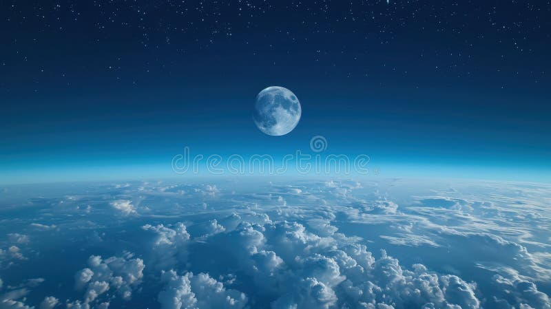 The Full Moon is Above the Earth. View of the Moon from Space Stock ...