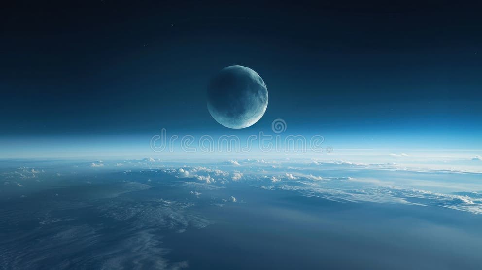 The Full Moon is Above the Earth. View of the Moon from Space Stock ...