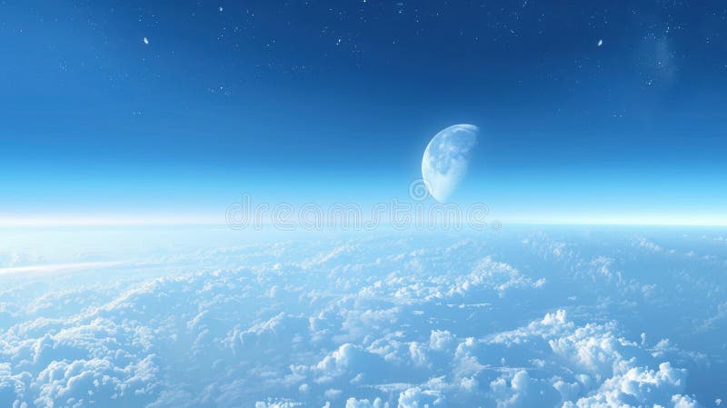 The Full Moon is Above the Earth. View of the Moon from Space Stock ...