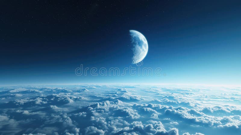 The Full Moon is Above the Earth. View of the Moon from Space Stock ...