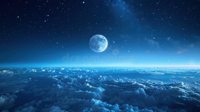 The Full Moon is Above the Earth. View of the Moon from Space Stock ...