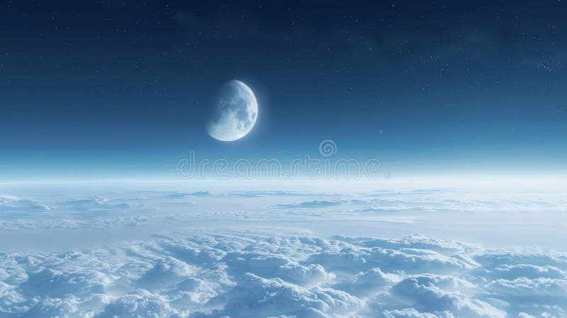 The Full Moon is Above the Earth. View of the Moon from Space Stock ...