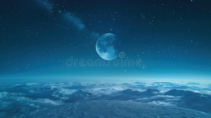 The Full Moon is Above the Earth. View of the Moon from Space Stock ...